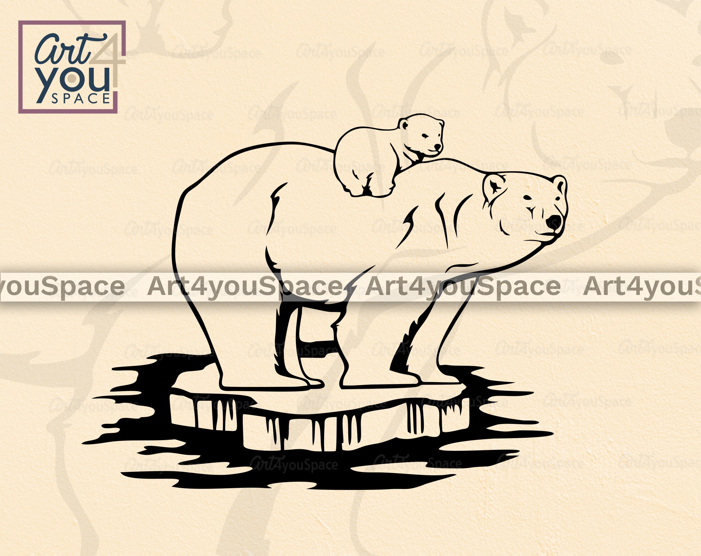 Polar Bear With Baby SVG White Bear Vector Save Sea Ice | Etsy