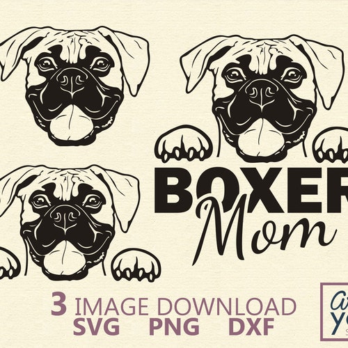 Boxer Dog Svg Dog Breed Boxer Dad Cute Animal Face Head | Etsy