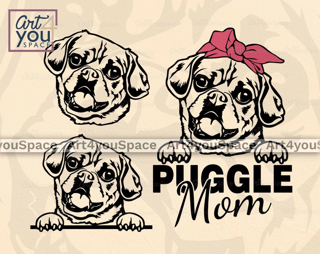 Puggle Svg, Dog Svg File for Cricut, Beagle Pug Mix Breed Clipart ...