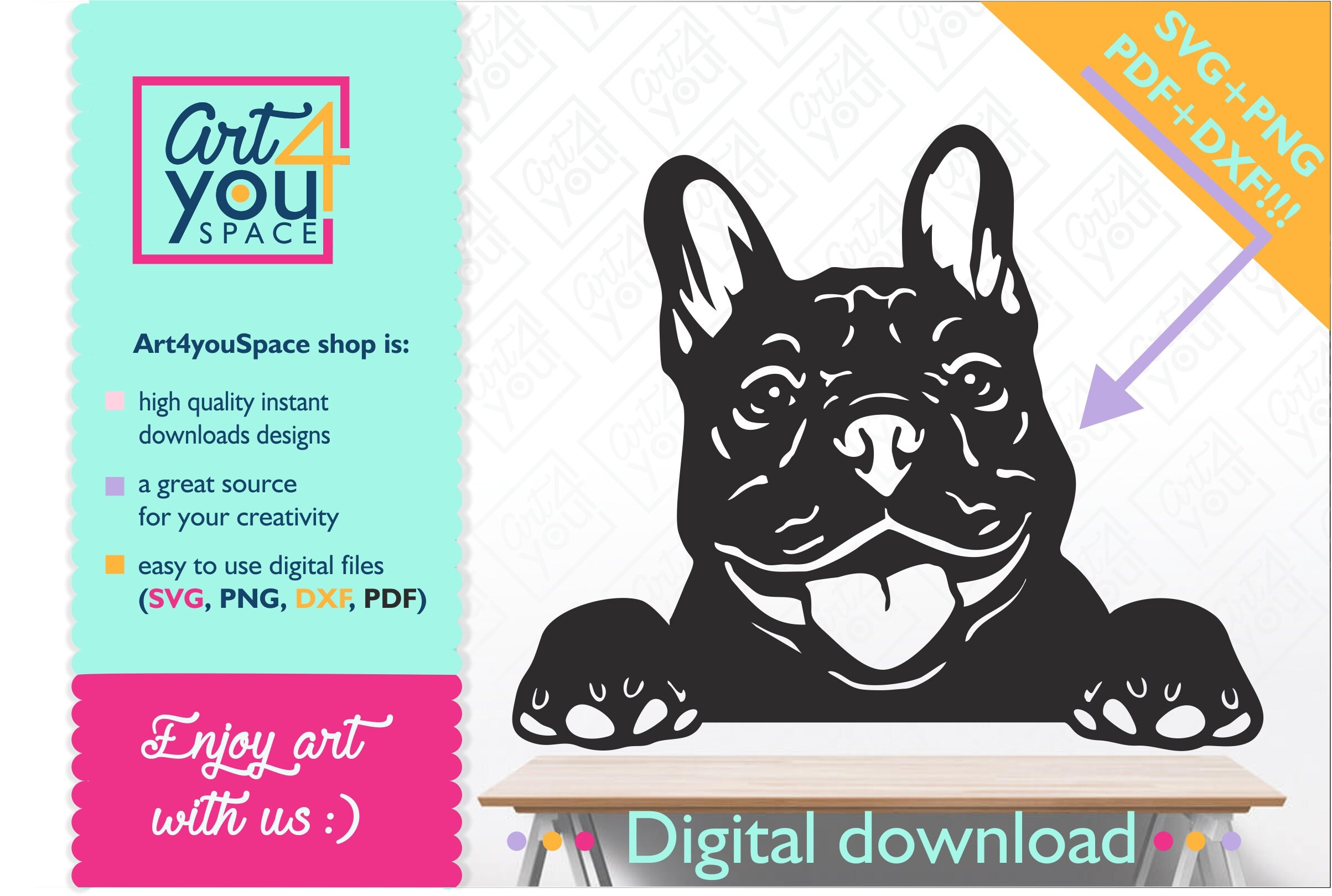 Paper, Party & Kids French Bulldog Dog Breed Peeking Peek-A-Boo ...