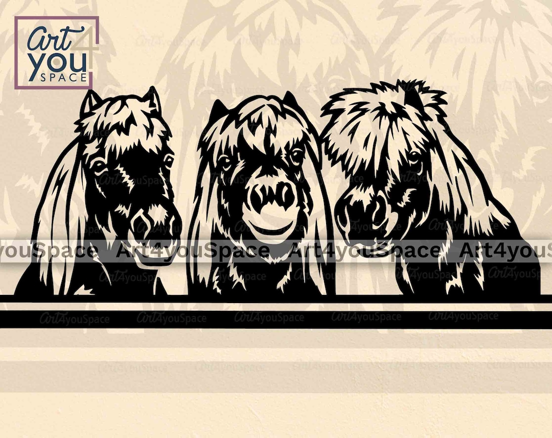 Shetland Pony, Svg Files for Cricut, Vector Peeking Farm Animals ...