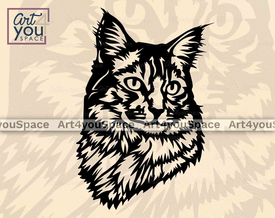 Maine Coon Svg, Cat Face Svg, Cricut Project, Png Dxf File Download ...