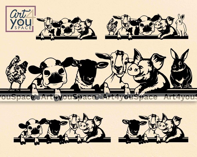INSTANT Download. Stick Figure Farm Animals Svg Cut Files and Clip Art ...