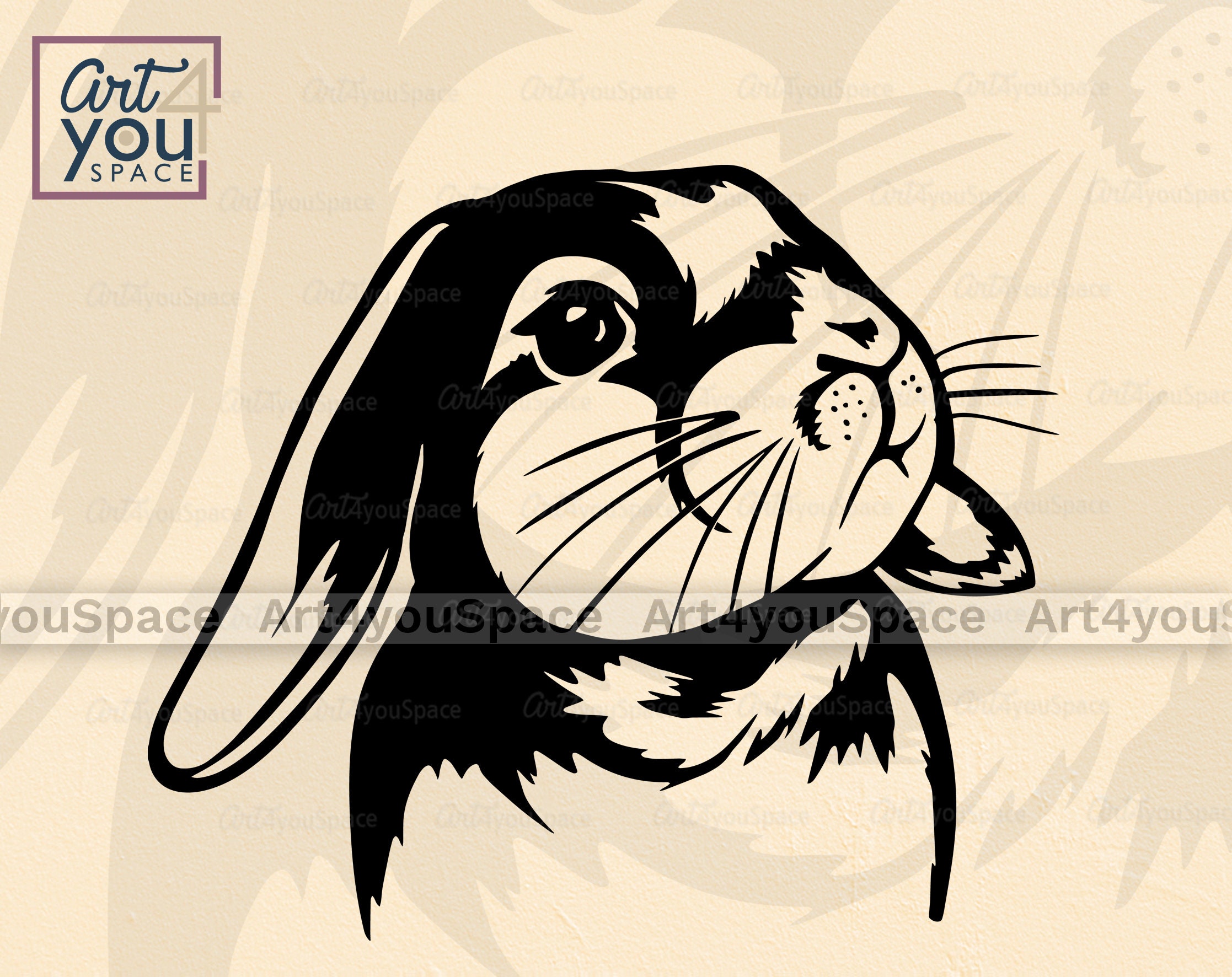 Cute Bunny Face Bandana Svg Lop Eared Rabbit SVG Peeking - Etsy