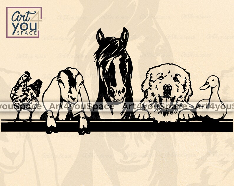 Farm Animals Clipart, SVG Files, Chicken Goat Rabbit Pig Great Pyrenees ...