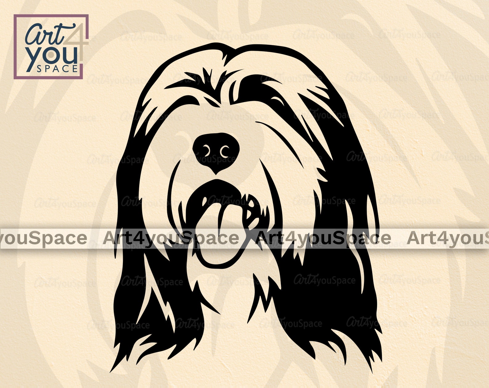 Bearded Collie Dog Svg Files for Cricut, Animal Face Vector Clipart ...