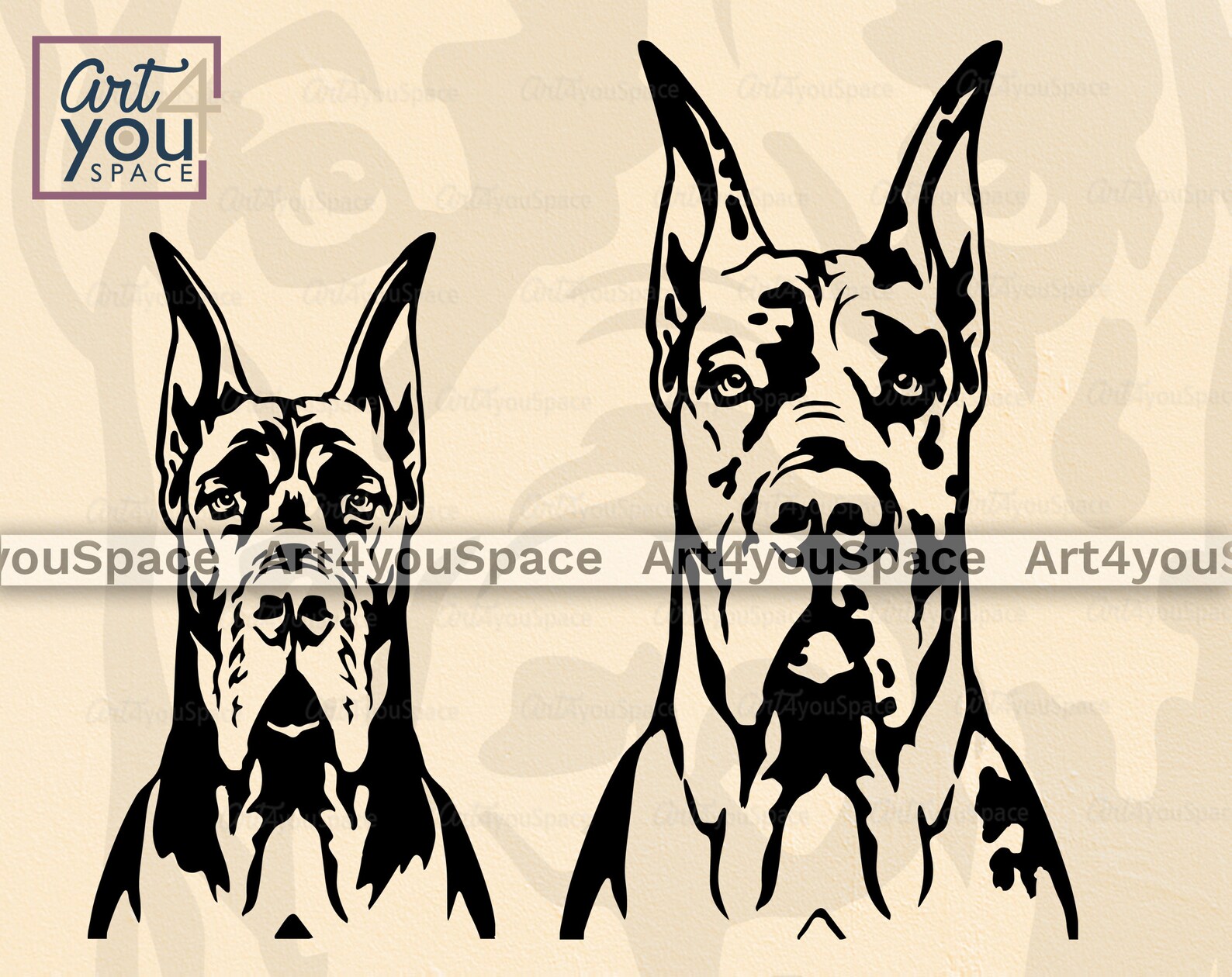 Spotted Great Dane Dog Svg Files for Cricut, Animal Clipart, Vector ...