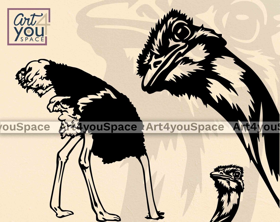 Funny Ostrich Svg File for Cricut, Emu Clipart, Australian Bird Vector ...
