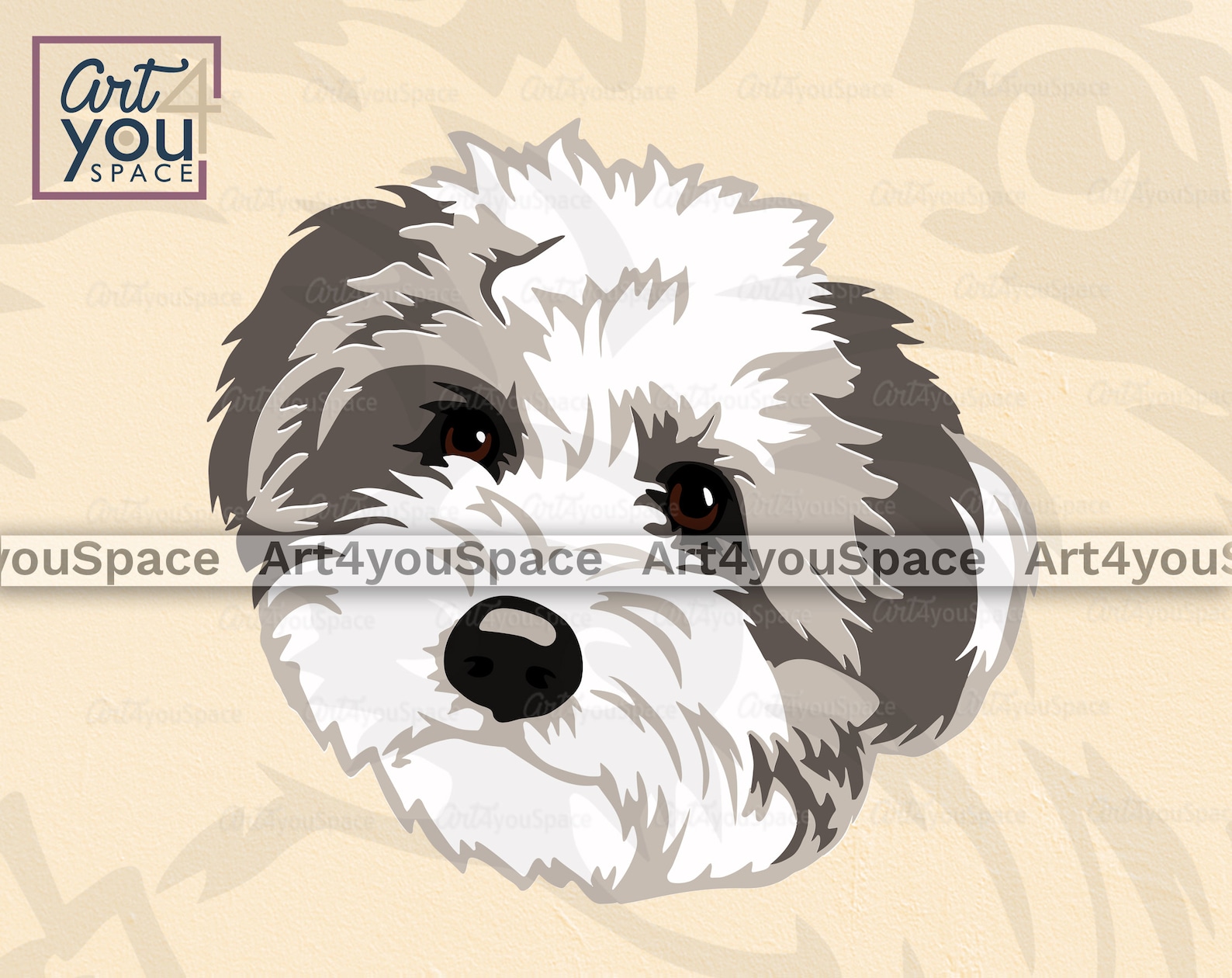 Mini Aussiedoodle Dog Svg Files for Cricut, Poodle Mix Breed Clipart ...