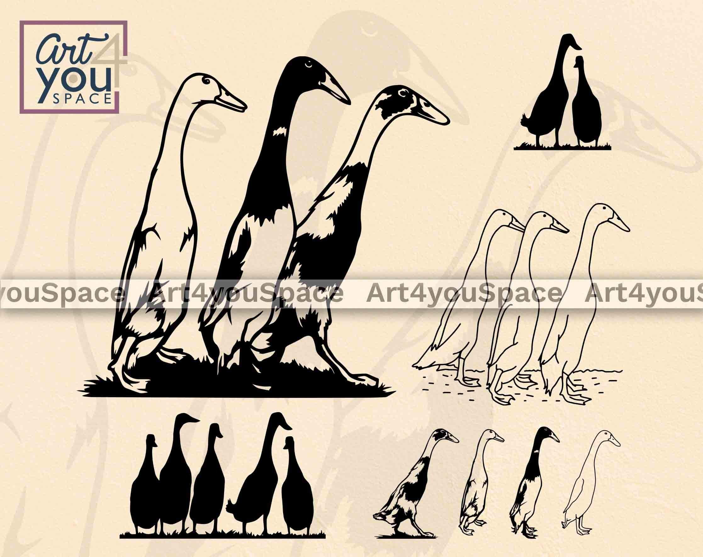 Indian Runner Ducks, Duck Svg, Farm Animal Vector, Metal Laser Cut ...