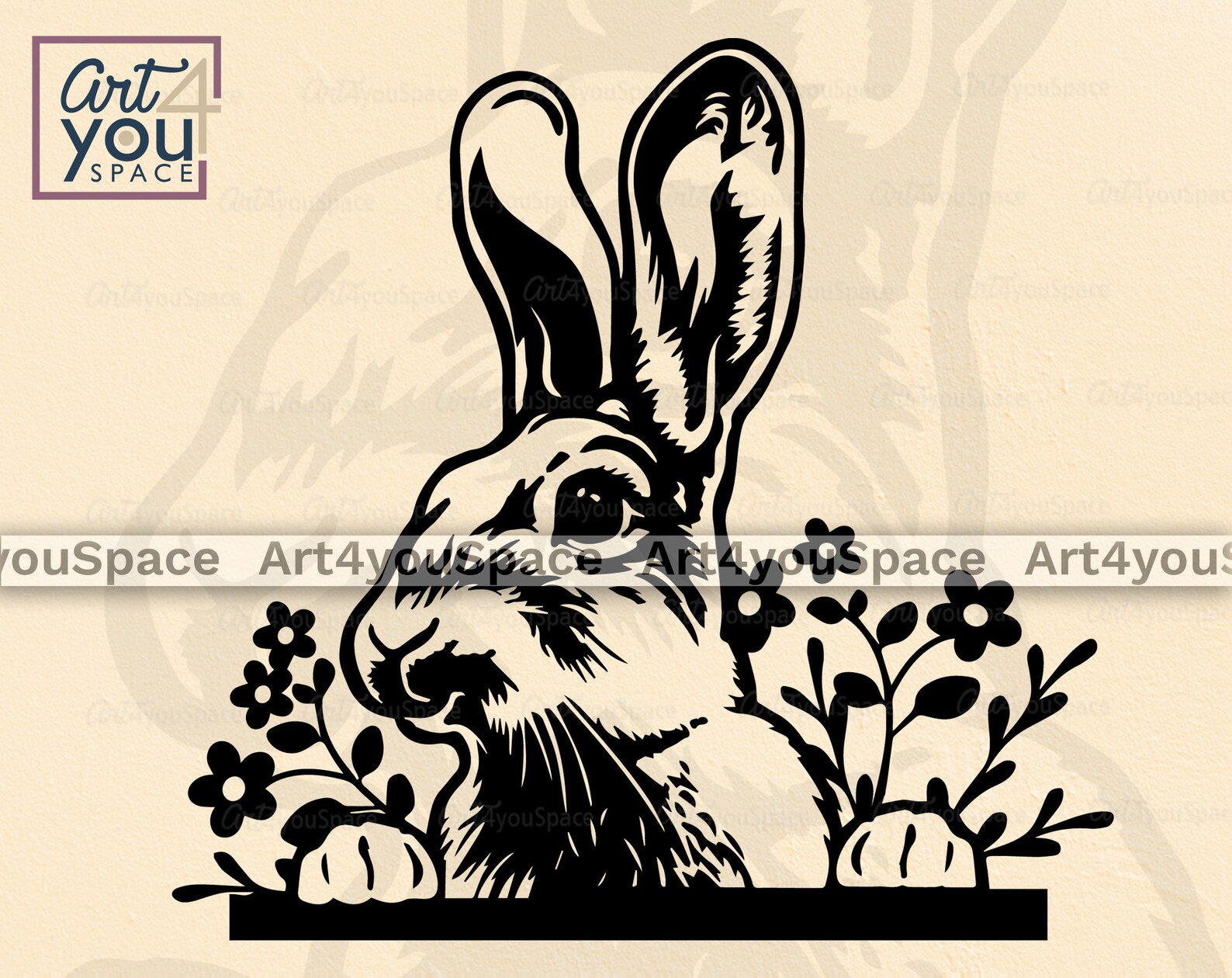 Rabbit SVG Floral Bunny Clipart Svg Files for Cricut - Etsy