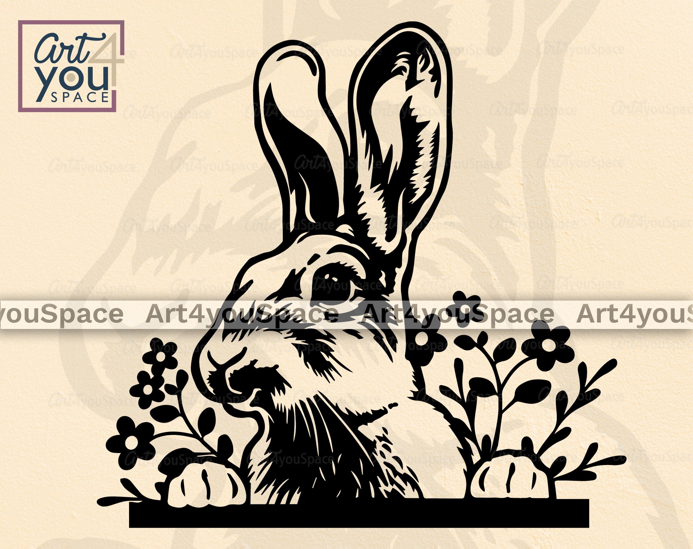 Rabbit SVG Floral Bunny Clipart Svg Files for Cricut - Etsy