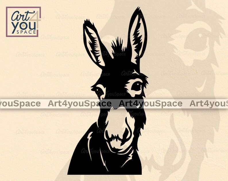 Donkey Svg File for Cricut, Cute Farm Animal Vector, Plasma Cutting Dxf ...