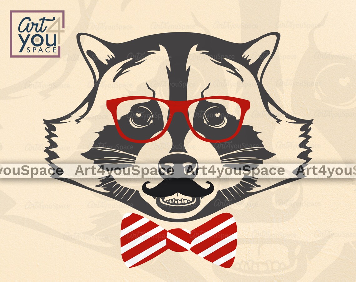 Raccoon Svg Racoon Face Head With Bandana Glasses Cute - Etsy