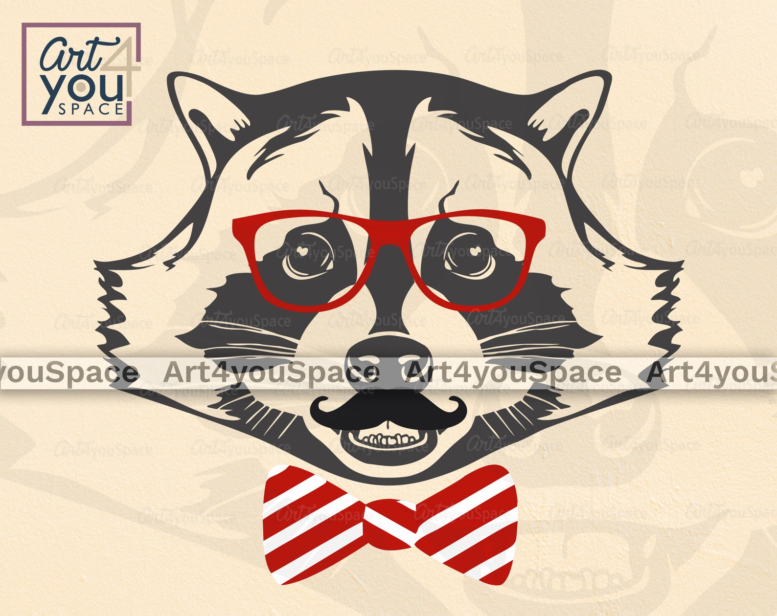 Raccoon Svg Racoon Face Head With Bandana Glasses Cute - Etsy