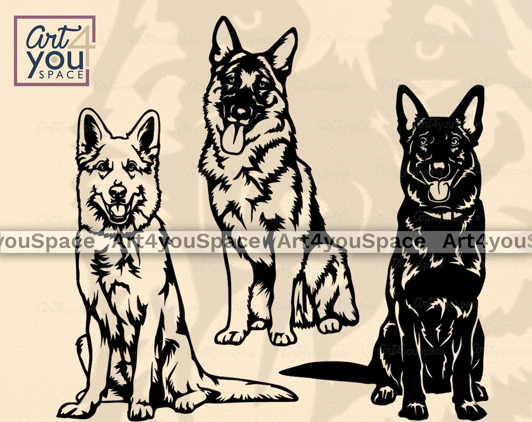 German Shepherd Svg Dog Svg Files for Cricut, GSD Clipart Face Head ...
