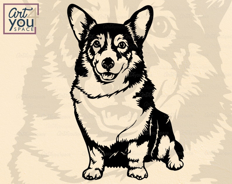 Corgi Svg Dog Svg Cute Corgi Dxf Face Head Body Peeking - Etsy