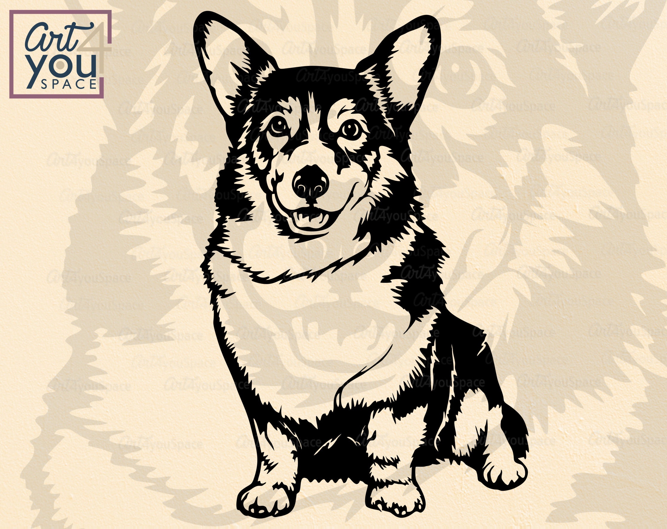 Corgi Svg Dog Svg Cute Corgi Dxf Face Head Body Peeking - Etsy