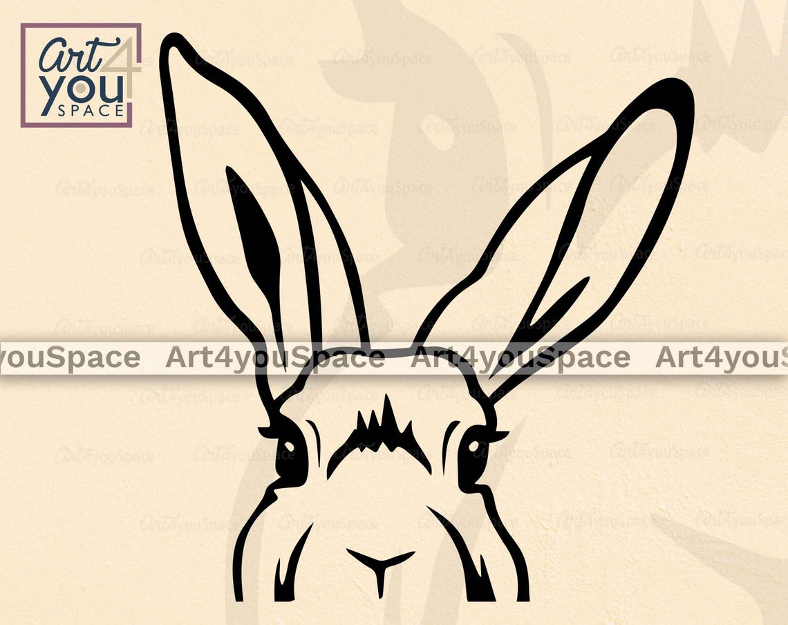 Funny Bunny Svg Rabbit Vector Peeking Animal Clipart | Etsy