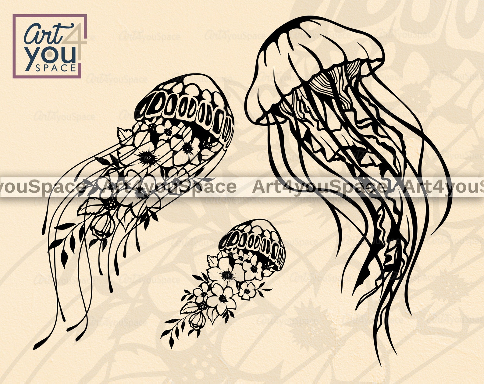 Jellyfish SVG Files for Cricut Sea Nautical Vector Clipart | Etsy