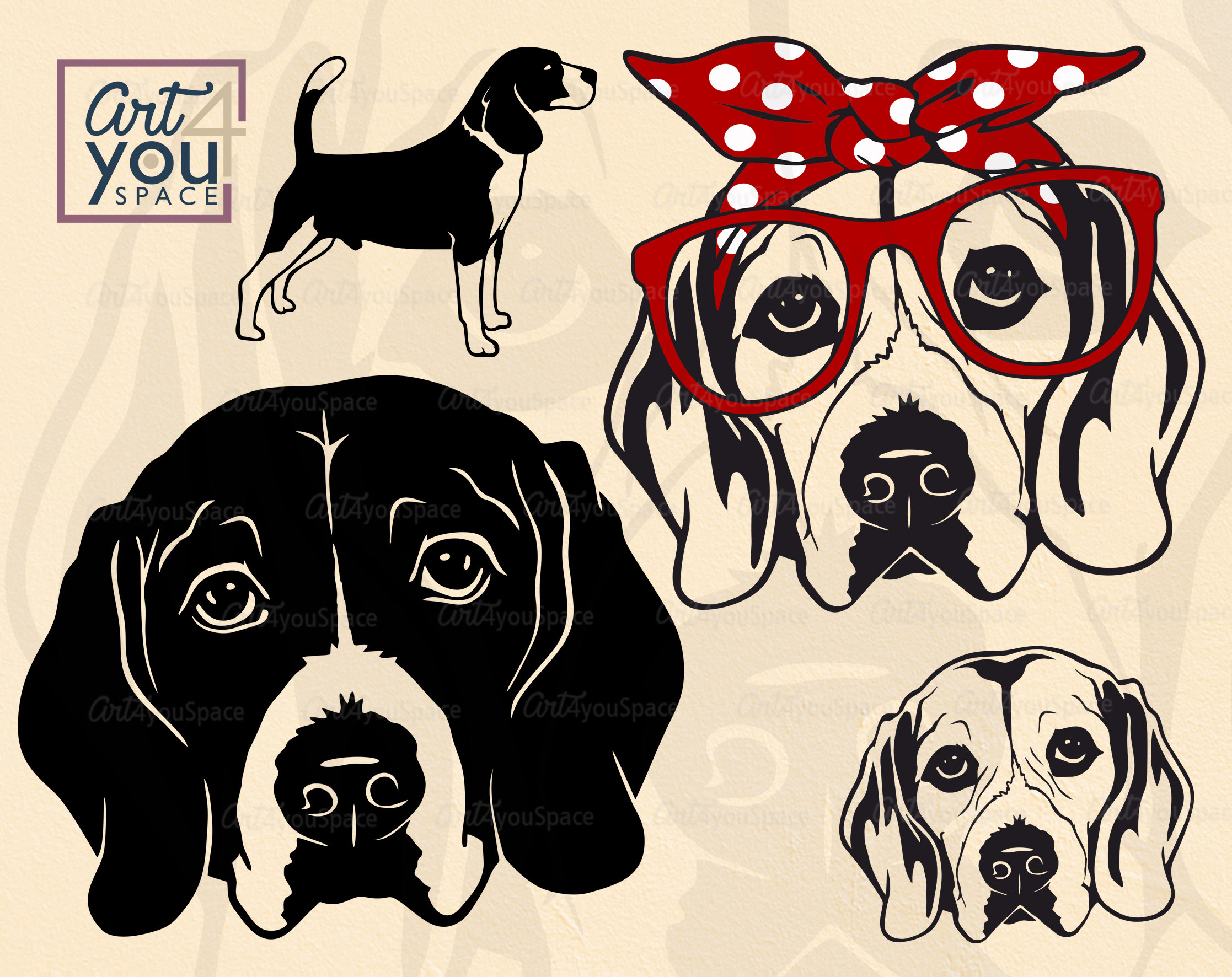 Beagle Svg Dog Svg Files for Cricut Download Clipart Face - Etsy
