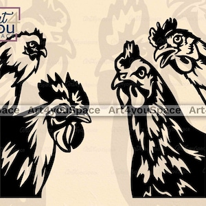 Chickens Svg, Peeking Rooster Svg Files Cricut, Funny Poultry Farm Logo ...