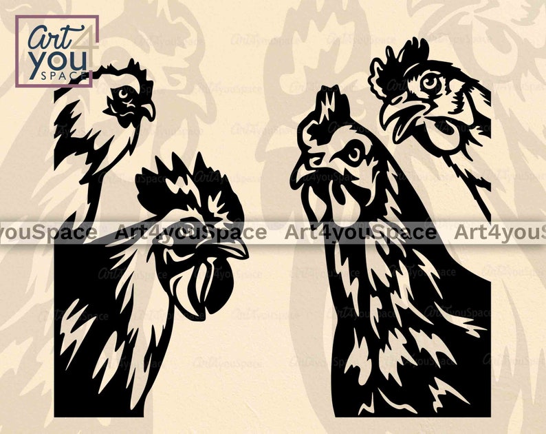 Chickens Svg, Peeking Rooster Svg Files Cricut, Glowforge Laser Cut ...