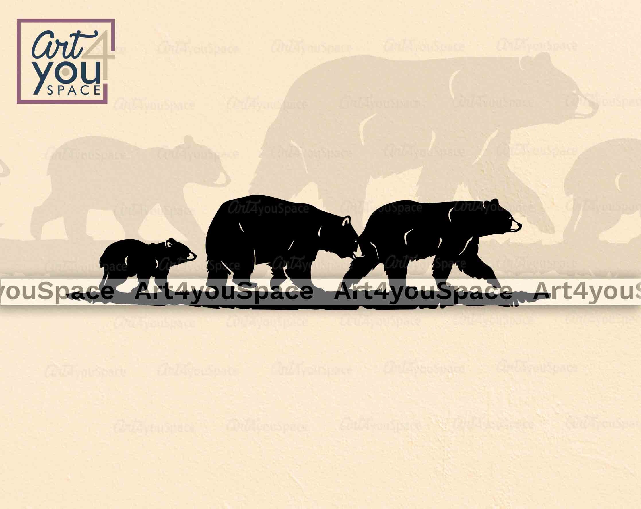 Bear Family SVG Files Cricut Black Bear Vector Cute Woodland - Etsy Canada