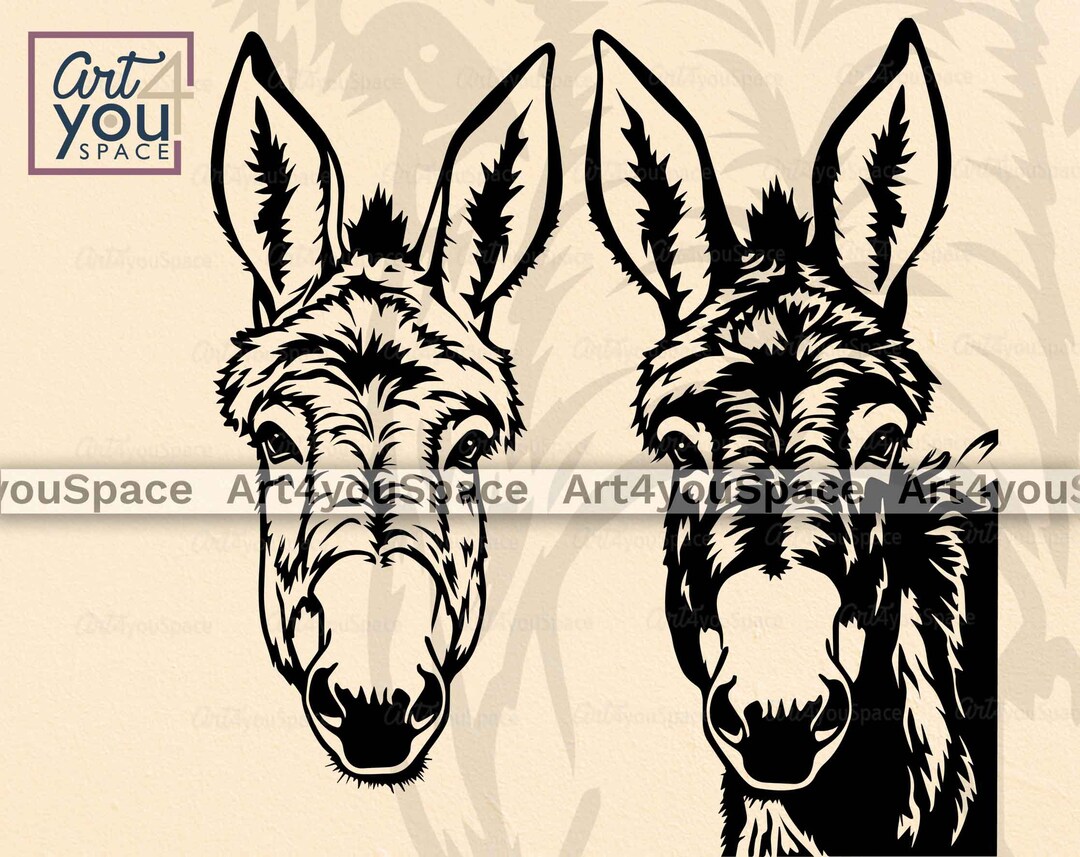 Donkey Svg Files for Cricut, Farm Animal Vector, Peeking Face Dxf ...