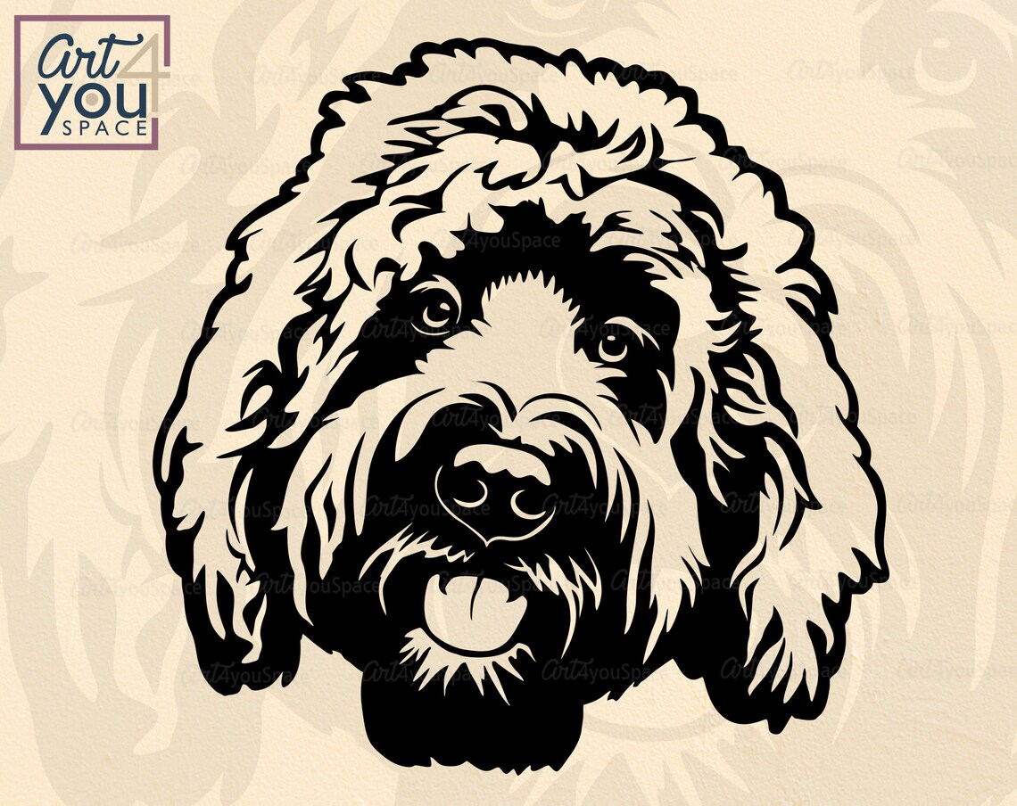 Golden Doodle svg dog svg cricut Face clipart cute Head | Etsy