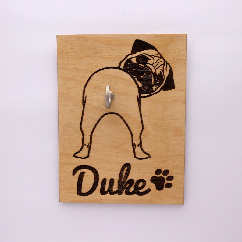 Dog leash holder for wall Pug gifts key hanger Personalized | Etsy