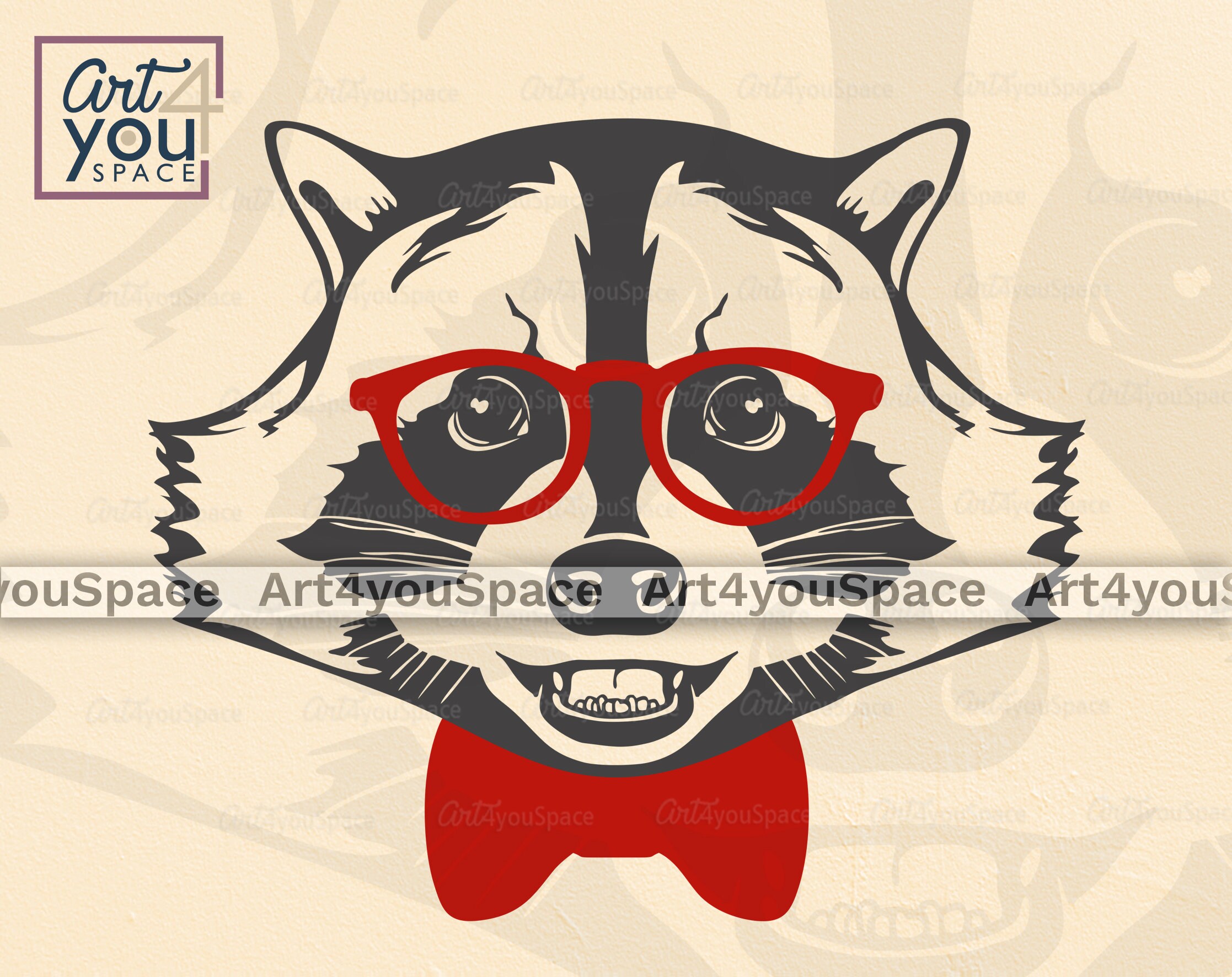 Raccoon Svg Racoon Face Head With Bandana Glasses Cute - Etsy UK