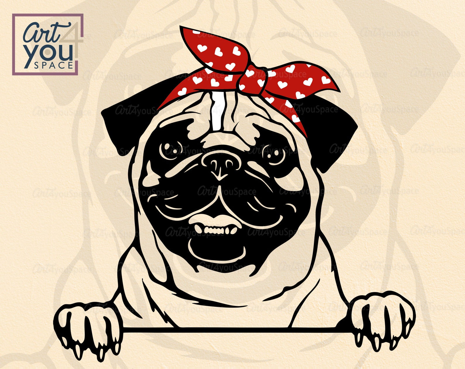 Pug SVG Pug With Bandana Glasses USA Svg Cricut Clipart - Etsy