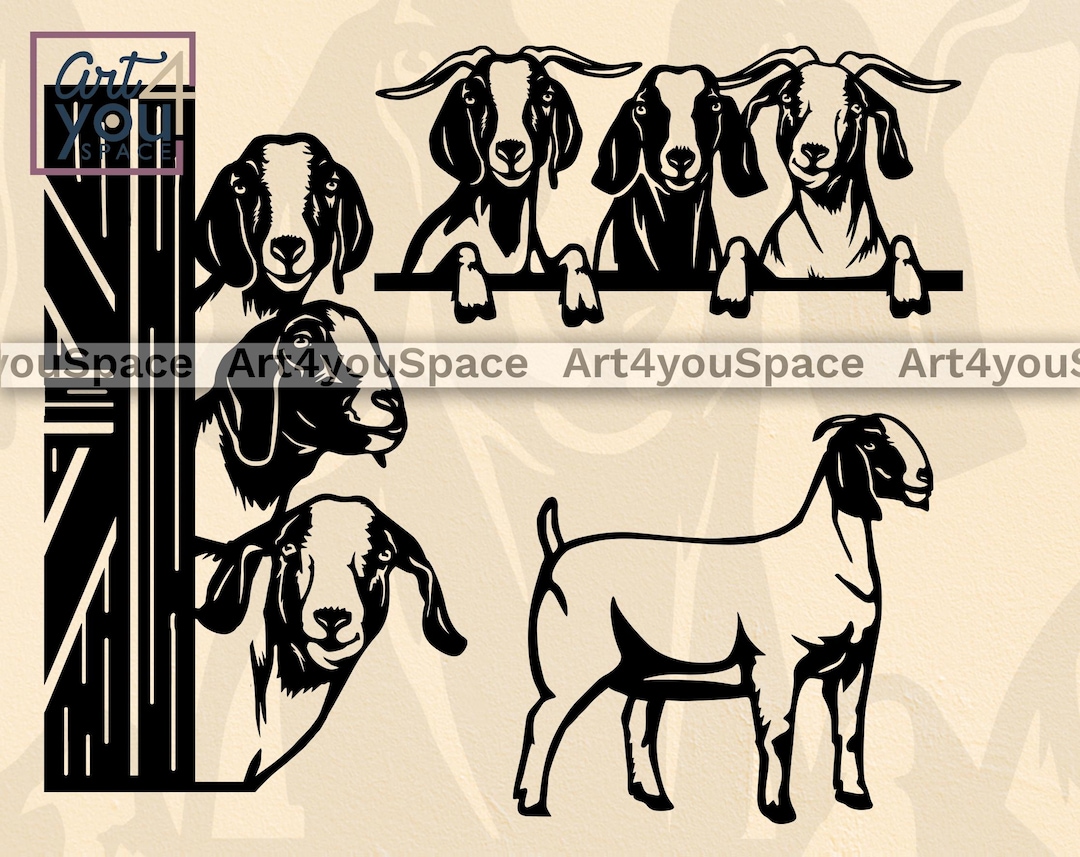 Boer Goat, Funny Peeking Goats Svg, Barn Animals Png, Farm Laser Cut ...