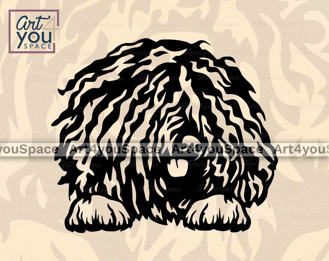 Puli, Dog Svg Files for Cricut, Cute Pet Face Clipart, Funny Peeking ...