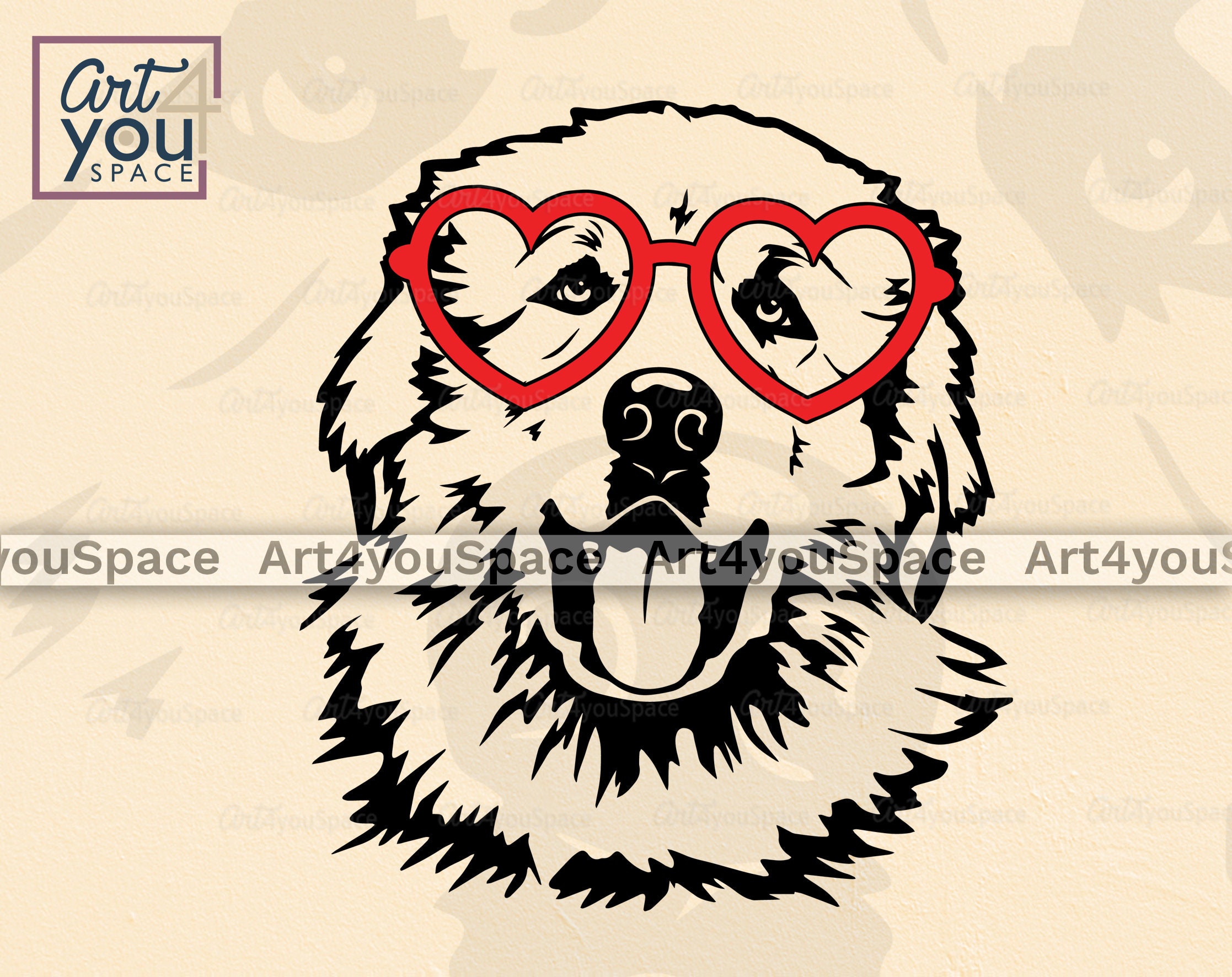Great Pyrenees Dog Svg File for Cricut, Dog Face Vector Graphics, Dxf ...