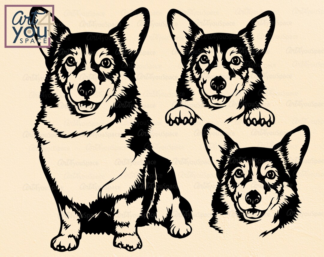 Corgi Svg, Dog Svg, Cute Corgi Dxf, Face, Head, Body, Peeking, Download ...