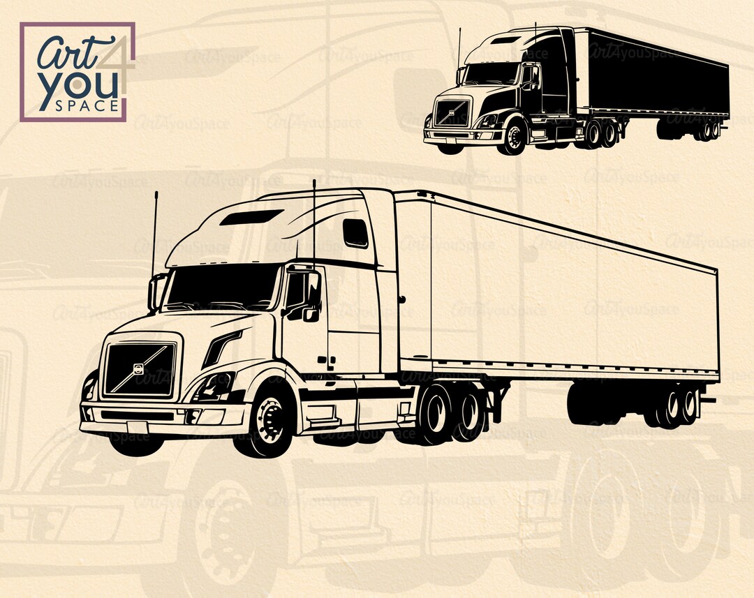 Semi Trailer SVG Files for Cricut, Tractor Truck Clipart, Moving Car ...