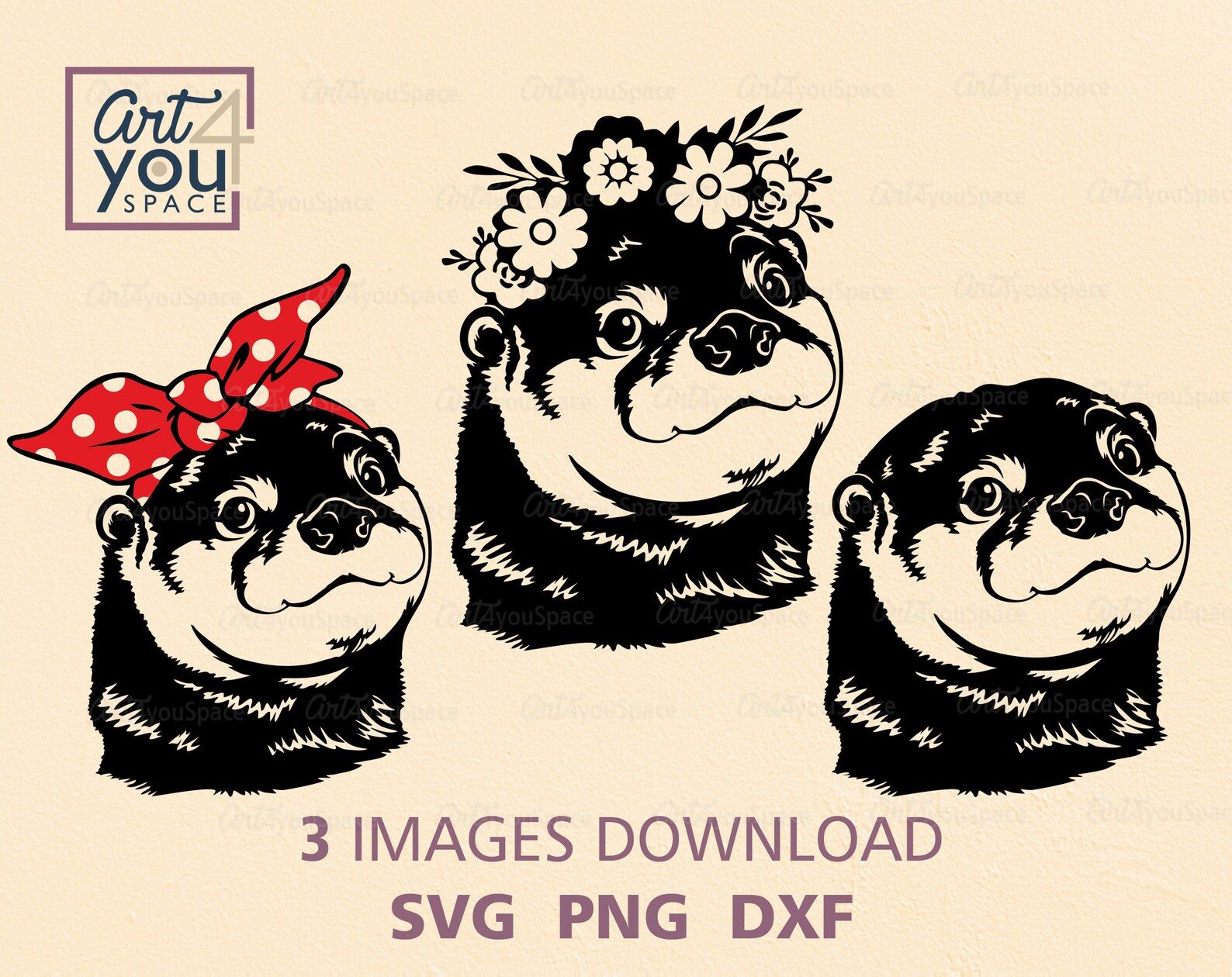 Cute Otter SVG Flower Wreath Headband Head Animal Face - Etsy