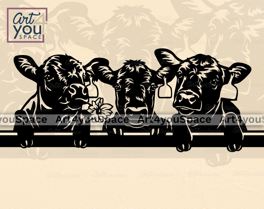 Black Angus Calves SVG: Farm Animal Clipart, Plamsa Laser Cut Vector ...