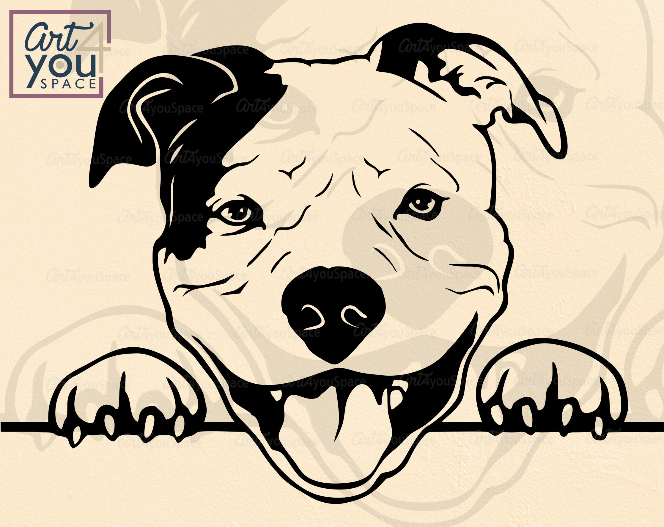 Pit bull svg dog svg cricut funny face head clipart png | Etsy