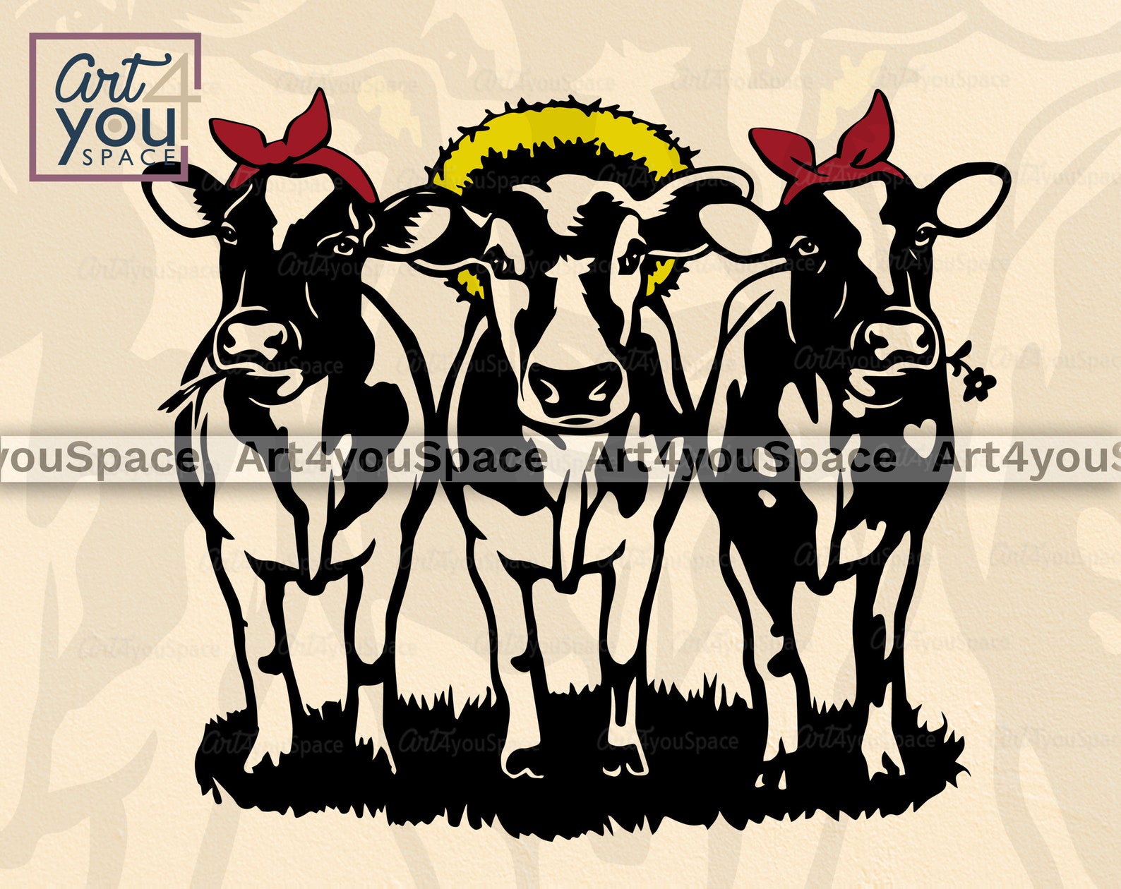 Three Cows SVG Files for Cricut, Heifer Png, Farm Animal Clipart ...
