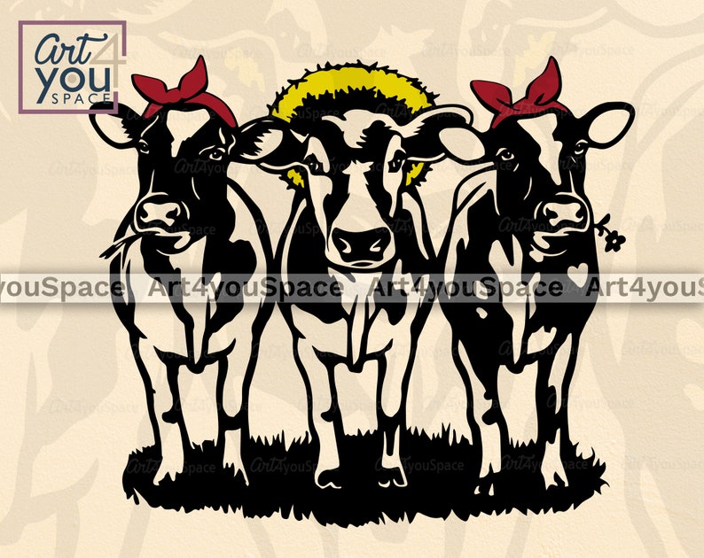 Three cows SVG files for cricut Heifer png Farm Animal | Etsy