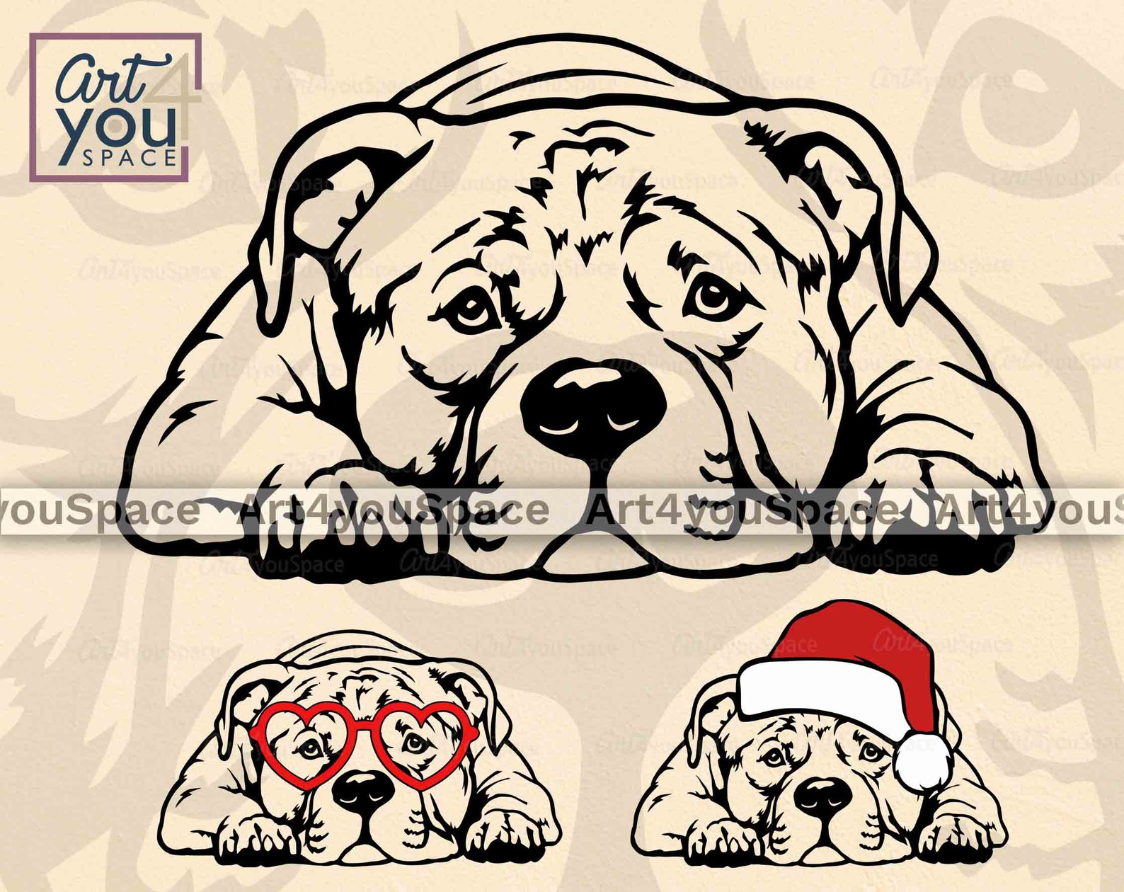 American Bully Svg, Dog Svg, Cricut, Cute Pet Glasses Clipart Breed ...
