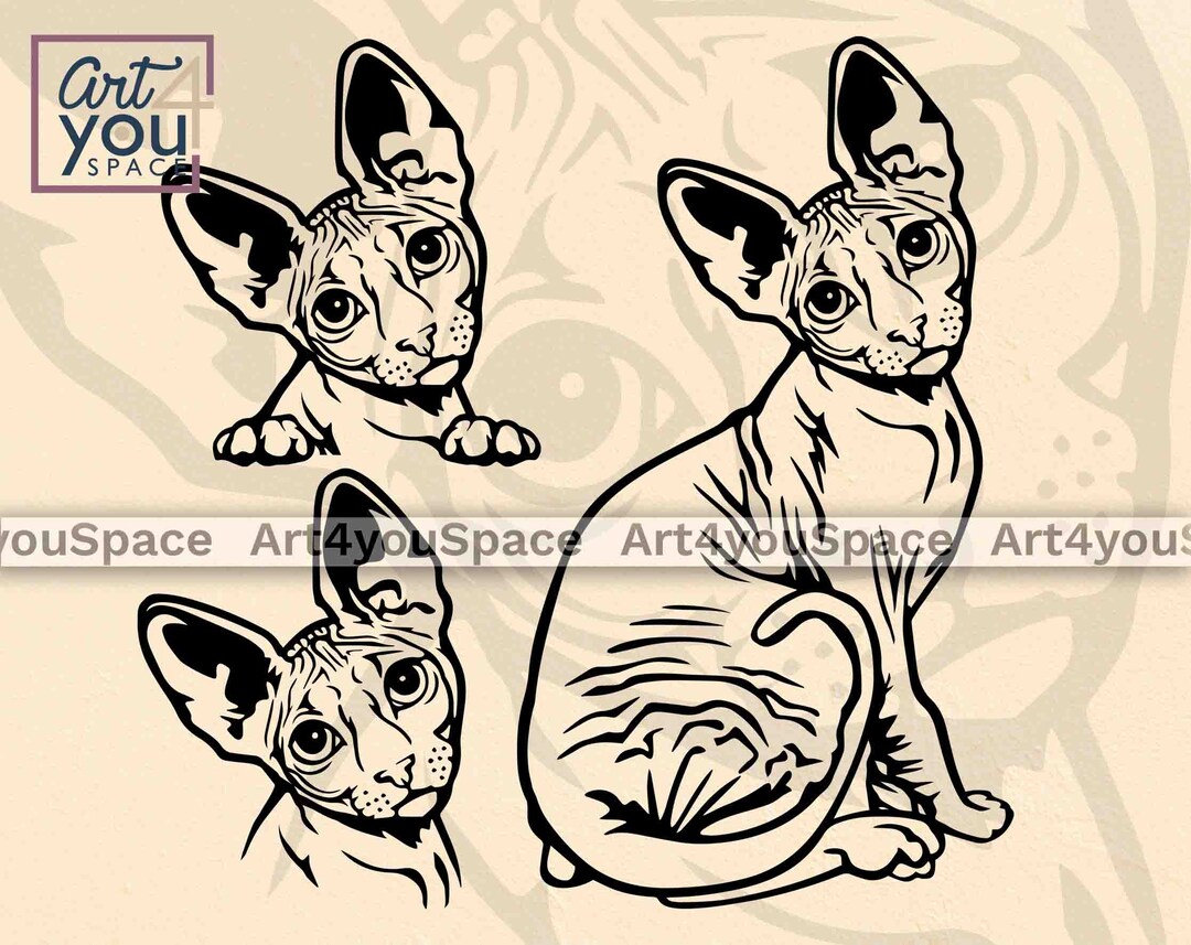 Sphynx Cat SVG Files for Cricut, Peeking Pet Dxf, T-shirt Design ...