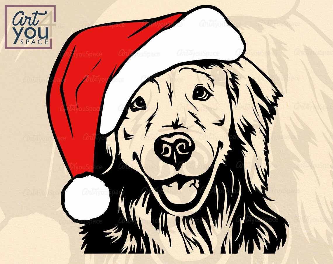 Golden Retriever Christmas SVG Goldie Download Dog Santa | Etsy