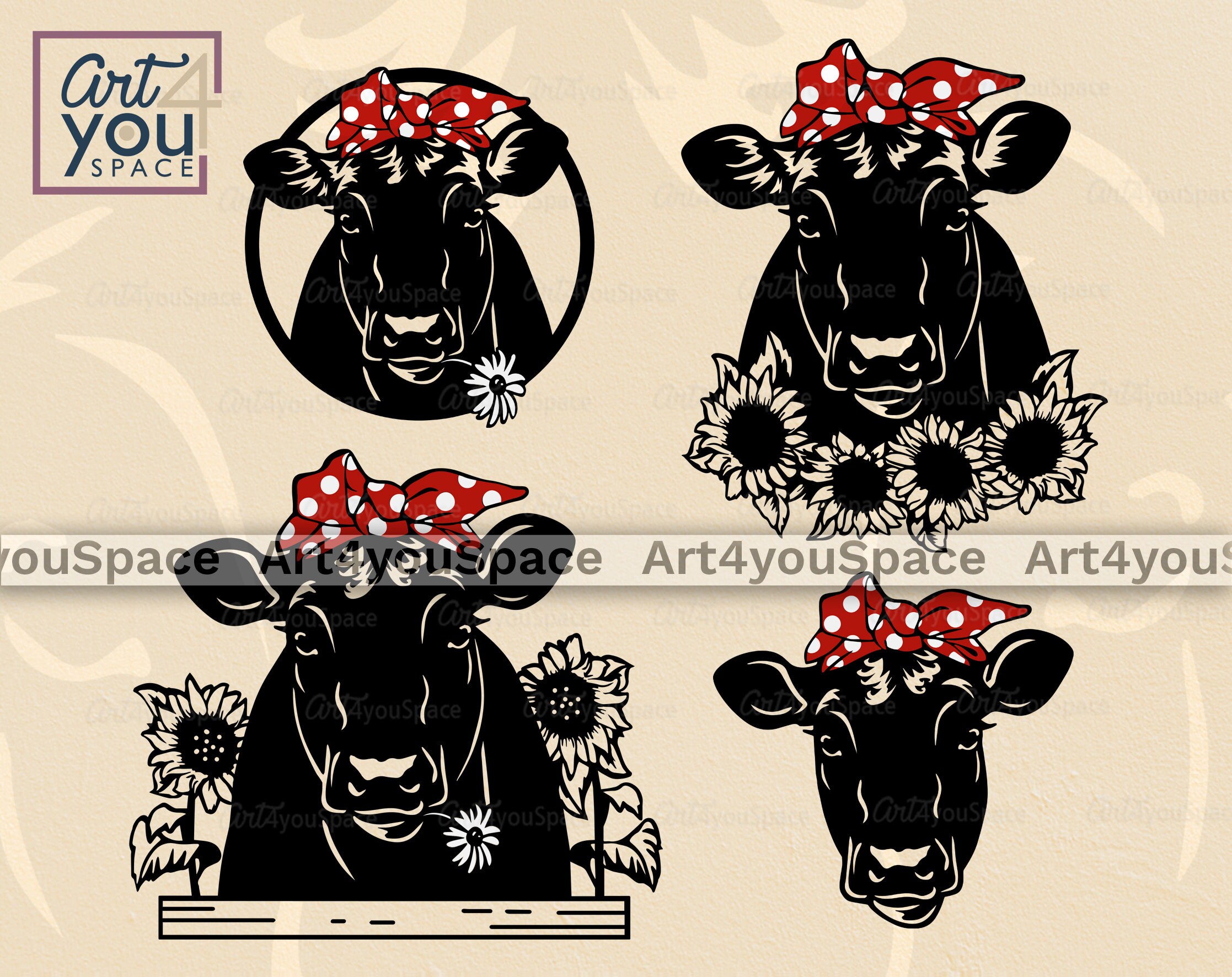 Heifer Svg Angus Cow Png Bandana Svg Files for Cricut Farm | Etsy