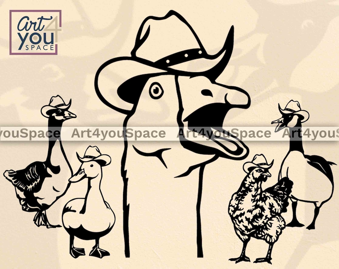 Goose Svg, Chicken Duck With Cowboy Hat Clipart, Cricut Projects ...