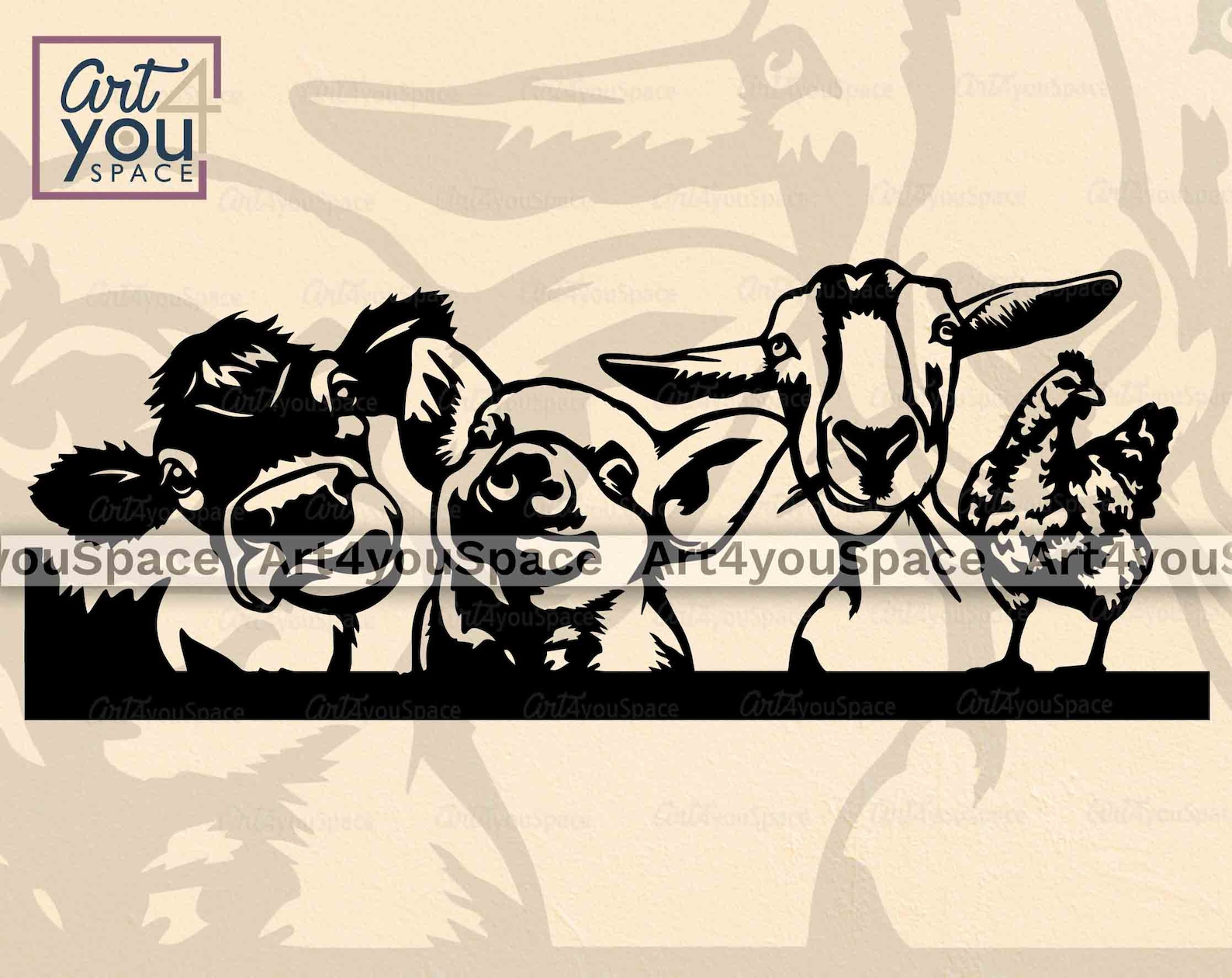 Cow Pig Goat Chicken Dxf Files for Laser, Funny Farm Animals Svg ...