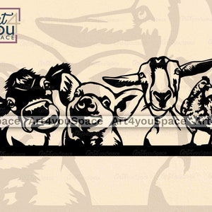Cow Pig Goat Chicken Dxf Files for Laser, Funny Farm Animals Svg ...